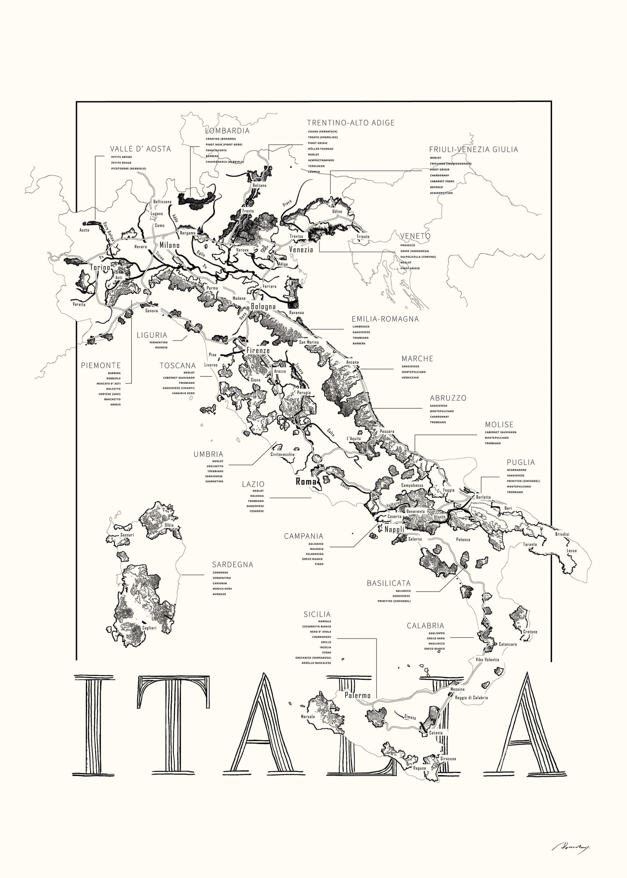 Italia wine map – Brushery