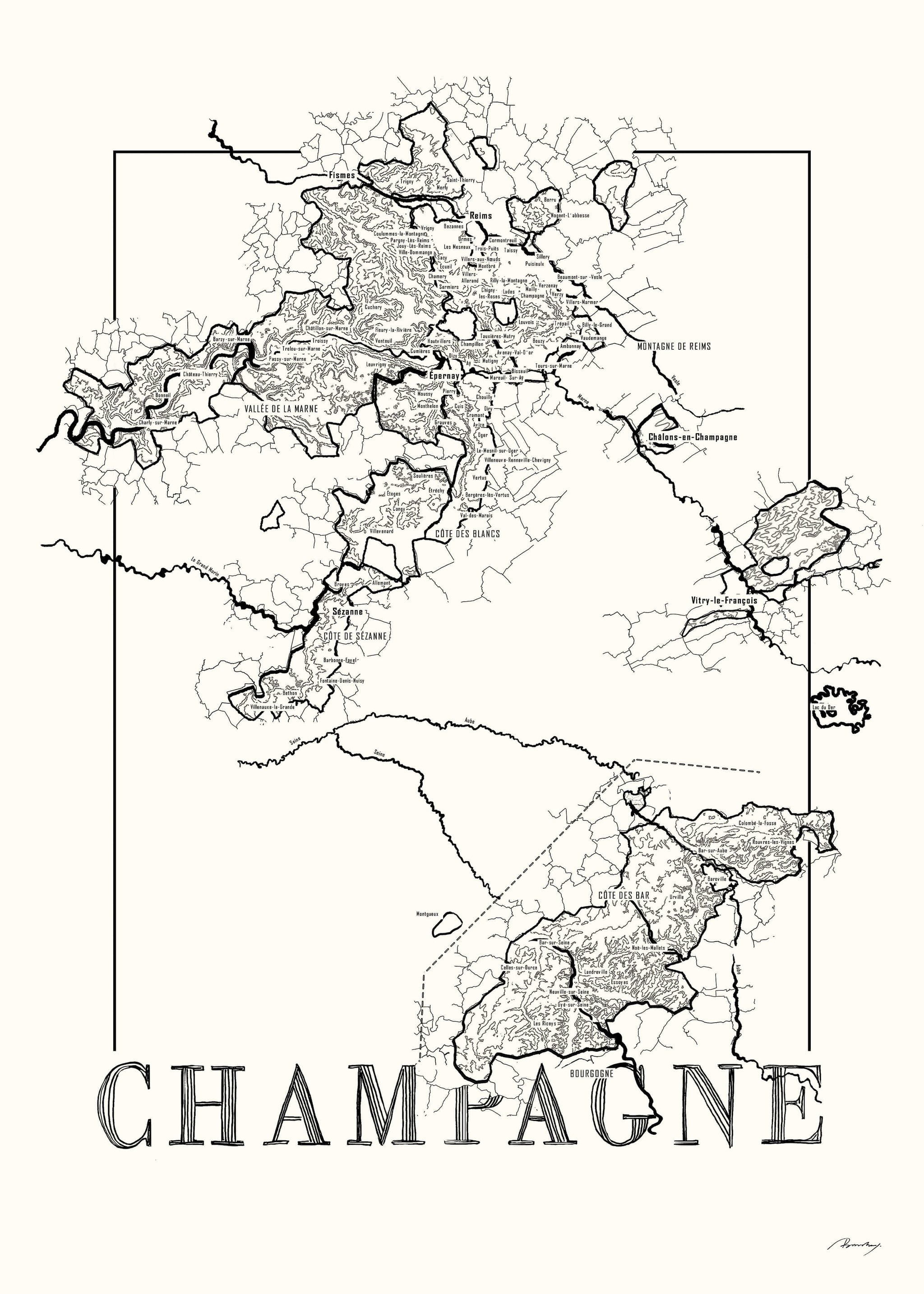 Champagne wine map – Brushery